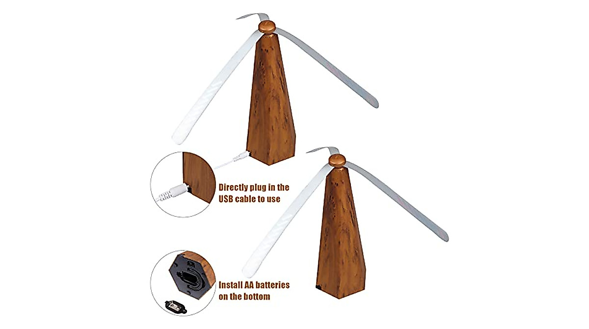PIAOPIAONIU 3 PCS Portable Wood Grain Fly Fans for Outdoor Dining