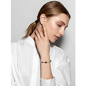 YANCHUN Pulsera Arus 7 Chakras Original,Healing Stone Bracelet Chakra Bracelets for Women 7 Chakra Bracelet with Real Stones Yoga Balance Energy Volcanic Stones Bracelet Jewelry Gifts