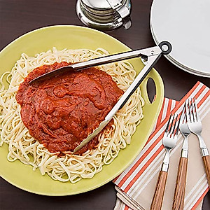 Akuzedos Kitchen Tongs,Stainless Steel Cooking Tongs Silicone Non-slip Grip, Locking Grilling Food Tongs Set of 2, 9" and 12"