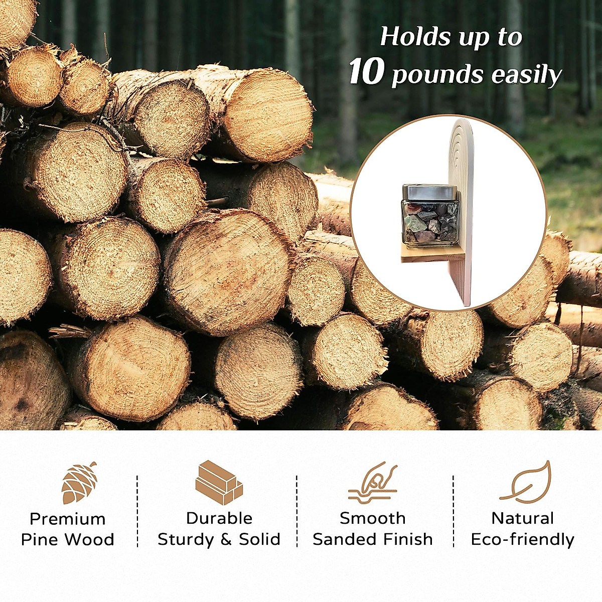 Walasis Boho Shelf Wall Decor - Bohemian Floating Shelves for Nursery Bedroom Living Room Aesthetic Hanging Shelf Modern Rainbow Wall Candle Holder (White)