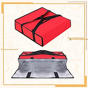 Mifoci 2 Pcs 20 x 20 x 6 Insulated Pizza Delivery Bag Pizza Warmer Bags Pizza Carrier Insulated Bags Hold 2-16" or 18" Pizza Boxes, for Catering Food Delivery, Restaurants, Cookouts (Red)