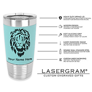 LaserGram 20oz Vacuum Insulated Tumbler Mug, Tennis Player Man, Personalized Engraving Included (Silicone Grip, Teal)