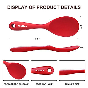 Walfos Silicone Rice Paddle Set of 2 - Non Stick Rice Spoon, Heat Resistant to 446°F, Strong Steel Core, Perfect for Rice/Mashed Potato, Food Grade, BPA Free and Dishwasher Safe