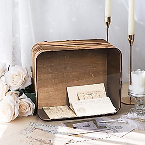 GUDELAK Wooden Wedding Card Box with Acrylic Window, Money Gift Card Box for Wedding Decorations for Reception, Wood Honeymoon Fund box for Party Birthday Bridal Shower Decorations Wedding Gifts