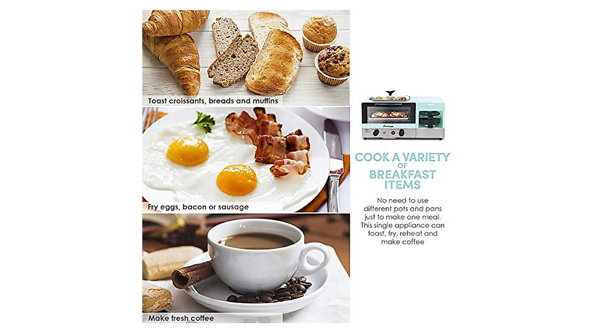Elite Gourmet Americana 3-in-1 Breakfast Center for Small Kitchens