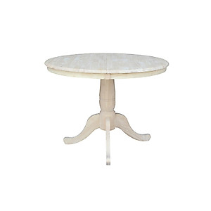 International Concepts Round Top Pedestal 12" Leaf Diining Table, Unfinished