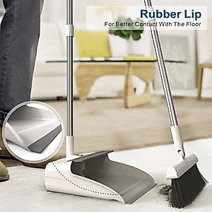 Broom and Dustpan Sets, 2 Pack Upright Brooms and Dustpans with 2 Broom Hooks, with Long Handle for Home Kitchen Lobby Floor Cleaning Supplies with Extension Pole