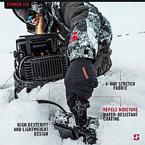 Striker Unisex Stealth Waterproof Breathable Outdoor Fishing Gloves with Extended Cuff & Tech Touch Index Finger Tip, Black, Large