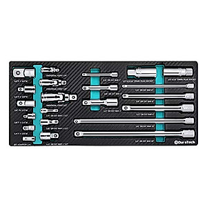 DURATECH 22-Piece Drive Tool Accessory Set, Including 1/4 3/8 1/2 Extension Bars, Socket Adapters, Universal Joints, Spark Plug Sockets, Professional Socket Accessories, Cr-V Steel, EVA Foam Package