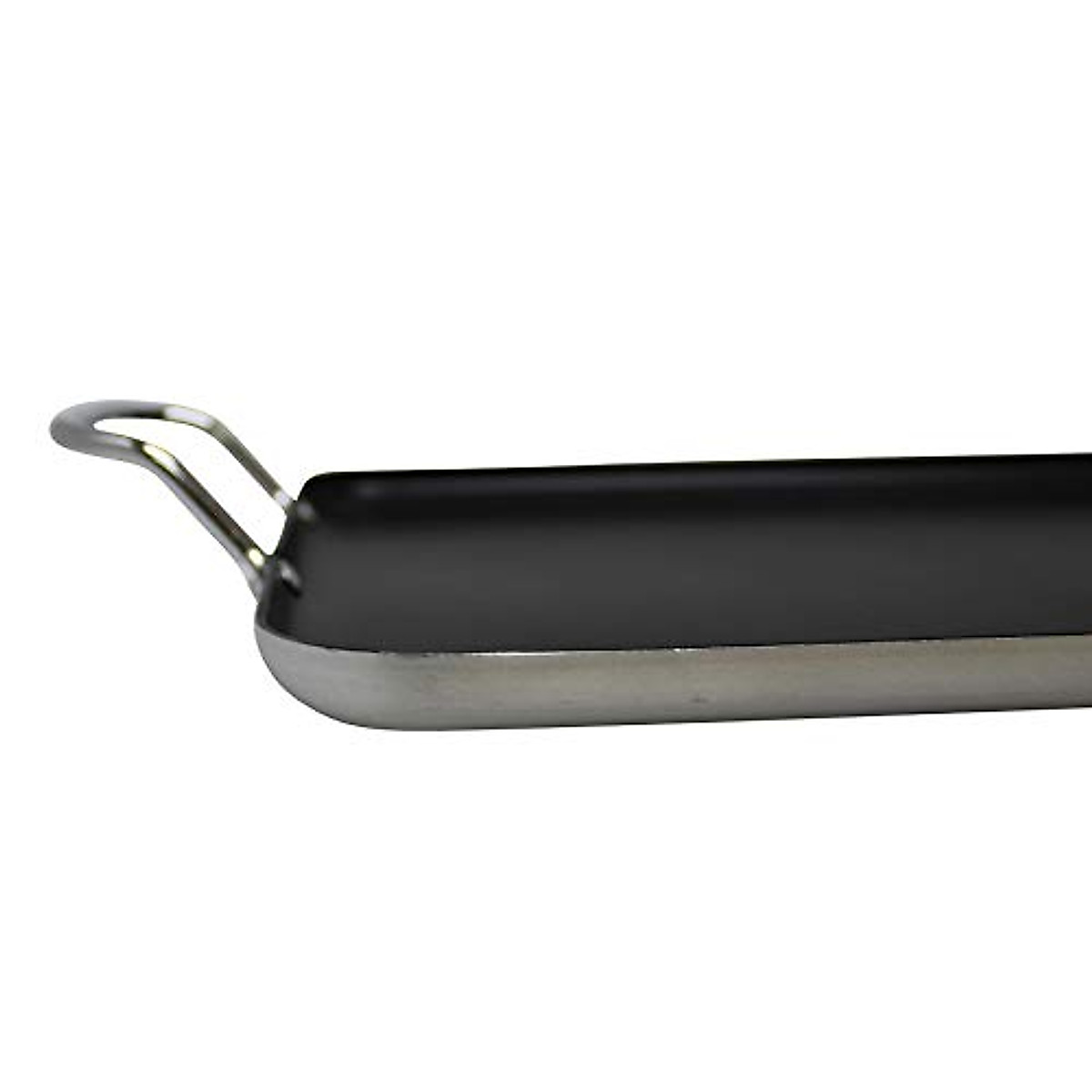 Imusa USA Nonstick Stovetop Double Burner Griddle with Metal Handles, 17-Inch, Black