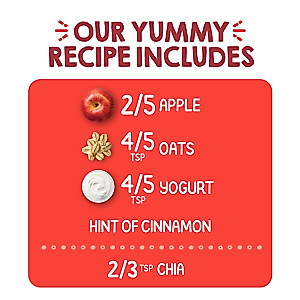 Happy Tot Organics Stage 4 Baby Food Pouches, Gluten Free, Super Morning Fruit & Oat Blend, Apple, Cinnamon, Yogurt, Oats & Chia, 4 Oz (Pack of 8)