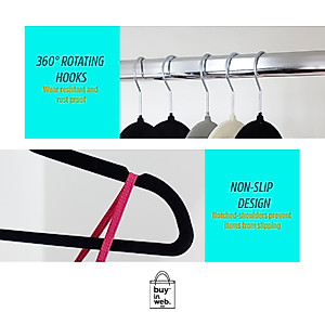 BUY IN WEB USA Black Velvet Hangers 50 Pack, Non Slip Clothes Hangers, Sturdy Space Saving Hangers for Suits, Shirts, Dresses & Jackets, Slim Velvet Hangers, Hold Up to 11lbs