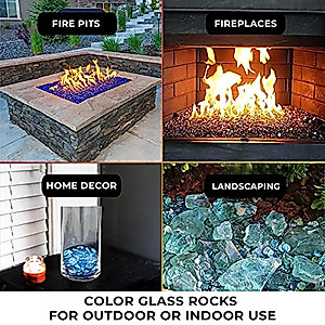 Z Zennister Fire Pit Glass Rocks,  High Luster, 1/2" Reflective Tempered Fire Glass in Silver, 10 Pound Jar  for Natural or Propane Fireplace, Crushed Glass Stones for Firepit, Garden or Patio