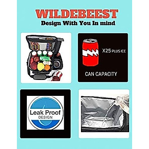 Wildebeest Large Lunch Box Insulated Leakproof Cooler Bag Reusable Lunch Bag for Adult (Grey)