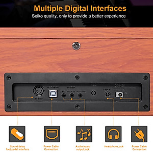 ZHRUNS Digital Piano,88 key Full Weighted Keyboard Piano,Heavy Hammer Keyboard Sustain Pedal, Power Supply, USB Connecting and Audio Input/Output for Beginner & Professional