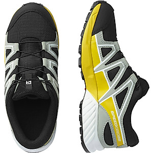 Salomon Kids Speedcross CLIMASALOMON Waterproof Trail Running Shoes, Black/Lunar Rock/Cherry Tomato, 15 US Unisex Little