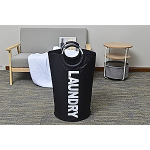 ZHOUDUN ZD-WD3-008-BLACK 82L Large Heavy Duty Laundry Basket Collapsible Non-Slip Padded Laundry Bag With Handles Waterproof Collapsible Fabric Washing Laundry Hampers For Bedroom Dorm Travel