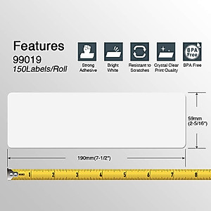 BETCKEY - Compatible DYMO 99019 (2-5/16" x 7-1/2") Large Lever Arch File Labels, Compatible with DYMO Labelwriter 450, 4XL, Rollo & Zebra Desktop Printers [10 Rolls/1500 Labels]