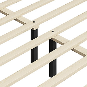 Yaheetech Upholstered Platform Bed with Wing Side Headboard,Heavy Duty Wooden Slat Support/No Box Spring Needed/Easy Assembly, Light Gray Full Bed