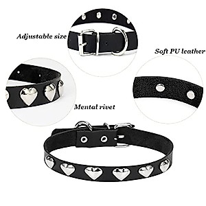 JVXYUIEH Black Leather Choker Short Spiked Choker Gothic Pendant Collar Chain Nightclubs Rivet Soft PU Collar Chokers Vintage Cosplay Neck Jewelry for Women, Girls, Sister