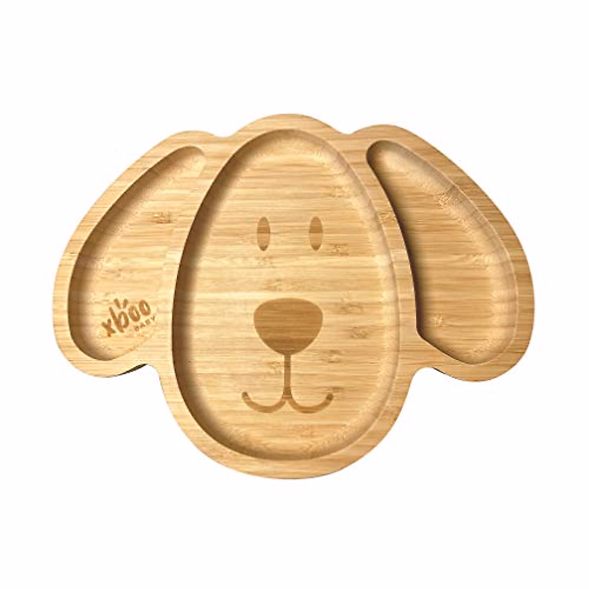 Xboo Toddler Plates, Bamboo Baby Suction Plates, Bamboo Suction Plates for Toddlers, Stay Put Feeding Plates, Wooden Divided Plate, Baby Dishes, Kids Plates, BPA Free | Max_Blue