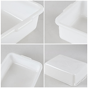 Guankan 4-Pack 8 L Commercial Plastic Bus Tub Box, Small Dish Pan Tub, White