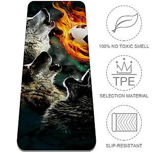 Yoga Mat, Yoga Mats for Home Workout, Workout Mat, Exercise Mats, Pilates Mat, Wolf Fire Football