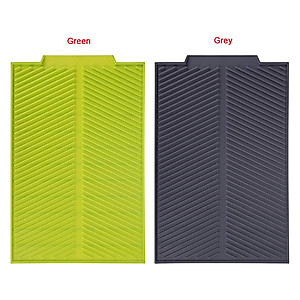 Silicone Drain Mat, Rectangle Multi Purpose Trivet Mat, Drying Dishes Pad Heat Resistant Slip Proof Tray Draining Board Mat for Dishes Kitchen Sink Counter Top Fridge Drawer Liner (Grey)