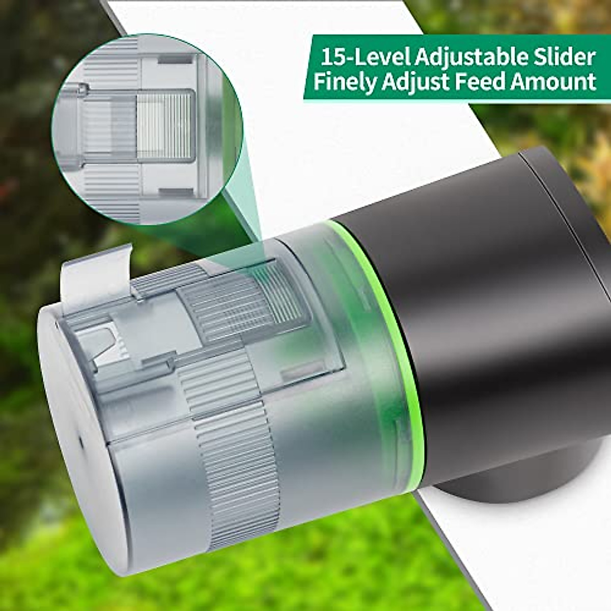 Ycozy Automatic Fish Feeder Rechargeable with USB Cable Moisture-Proof Intelligent Electric Fish/Turtle Feeder for Aquarium & Fish Tank Intelligent Timer Fish Food Dispenser for Vacation | Navi-EV