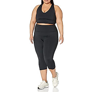 Amazon Essentials Women's Active Sculpt V-Neck Medium Support Sports Bra - Discontinued Colors, Black, 6X