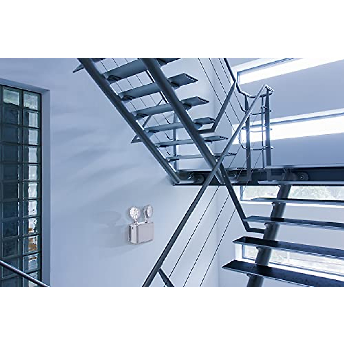 Compass CU2WG Emergency Lights for Power Failure with 2 Adjustable LED Lamp Heads, 90-Minute Run Time, Commercial Grade UL924 Wet Location Remote Capable, 120-277V, Grey