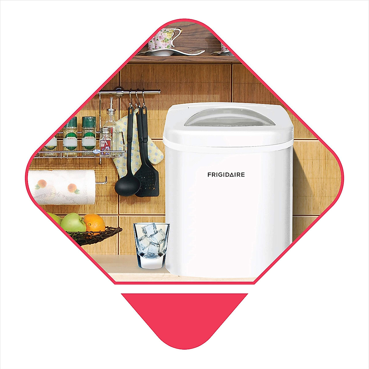 Frigidaire Portable Countertop EFIC108-WHITE Maker, Freestanding, 26LB ice per Day, White