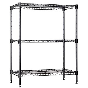 Dlewmsyic 3-Tier Small Wire Shelving Unit, Metal Shelf Height Adjustable 23Lx13.2Wx30.2H 450lbs for Kitchen Pantry Office Rack, Black Storage Shelves