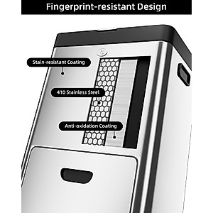 Vertical Trash Can - 2 Tiers 14 Gal Stainless Steel Tall Trash Can with Recycle Combo for Office Indoor