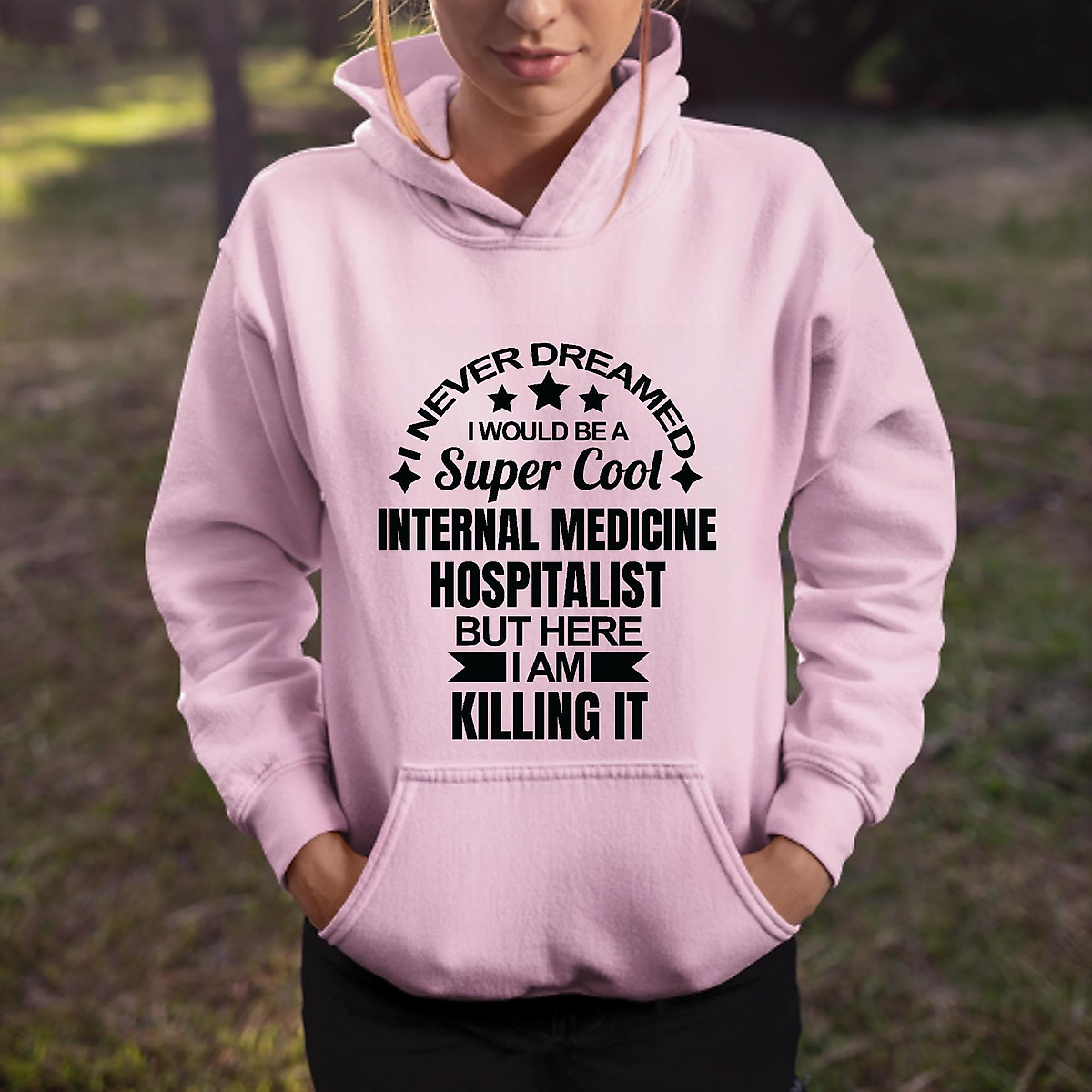 Hospitalist Gift Idea for Internal Medicine Pros Killing It Gray and Muticolor Unisex Hoodie