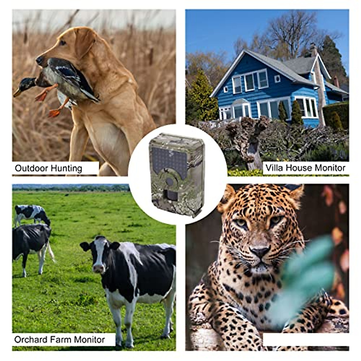 Kadimendium Trail Camera, Hunting Camera 3MP Color CMOS 0.8s Fast Shooting Professional for Orchard Farm