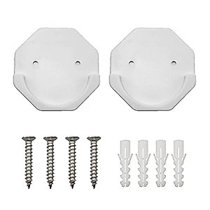 Curtain Rod Holder MEETOOT 2pcs Shower Curtain Rod Mount Holder For Wall Adhesive Bathroom Shower Rod Tension Retainer Hexagonal White with Screws DIY Shower Rod