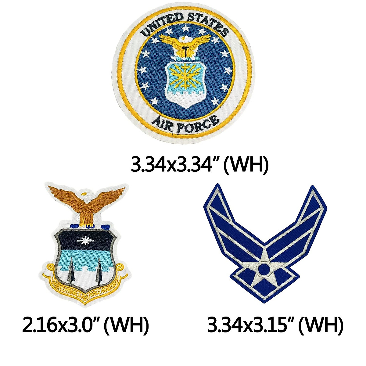 Lovezzr 6Pcs United States Air Force Logo Iron On Sew On High-end Embroidered Patch Set for Jackets Backpacks Jeans and Clothes