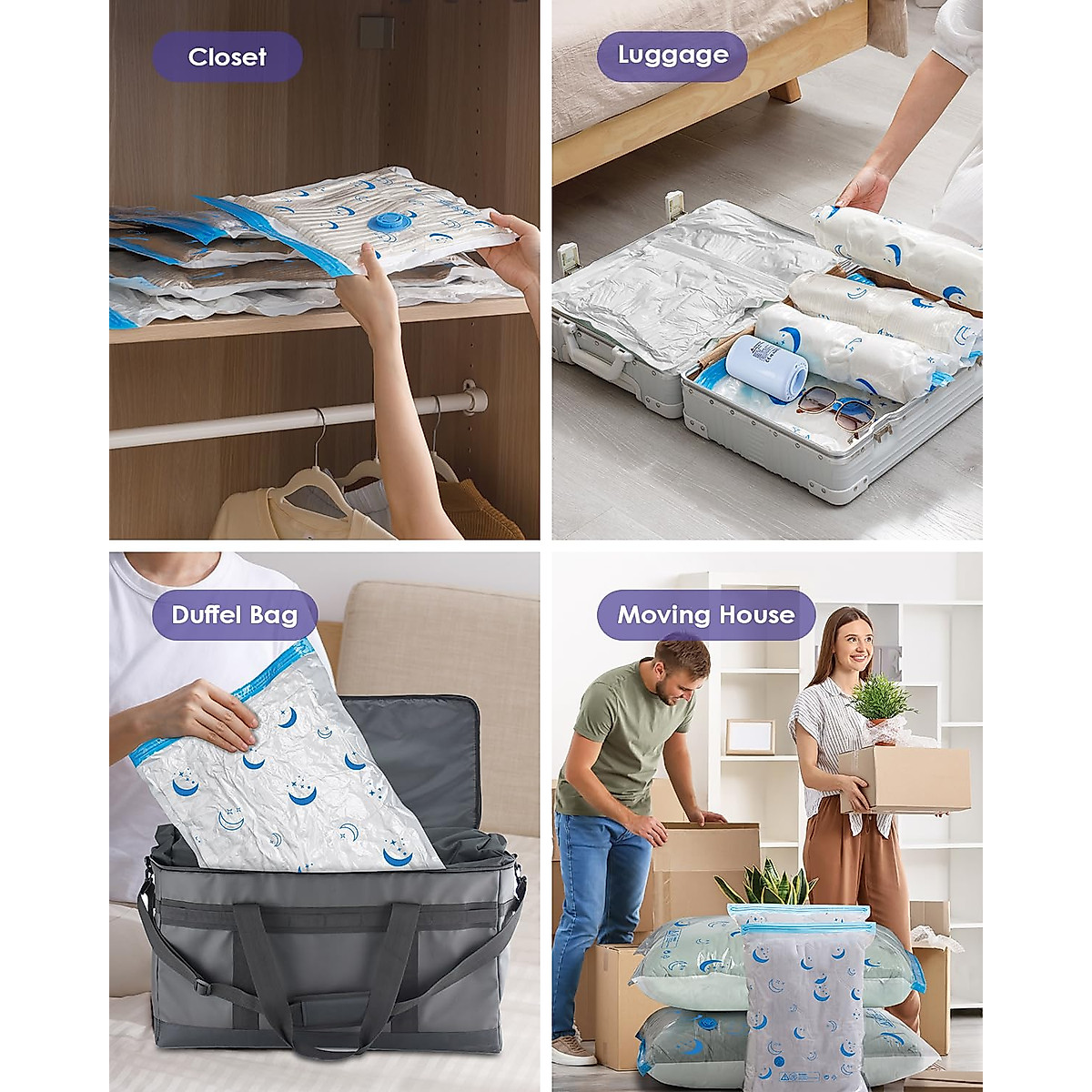 Vacuum Storage Bags, 5 Pack Large Size (32"x22") Reusable Vacuum Compression Space Saving Bag for Clothes, Mattress, Blankets, Duvets, Pillows, Comforters, Quilts, Dresses, Travel