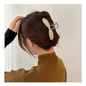 Pearl Rhinestone Hair Clips, Sinide 3 Pack Large Crystal Gold Metal Hair Catch Barrette Jaw Clamp Non-Slip French Hair Claws Strong Hold Hair Accessories for Women, Lady, Girls