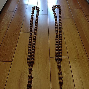 Giant Big Beads Rosario Natural Wood Chain Jesus Cross Xl Large 40" Wall Rosary