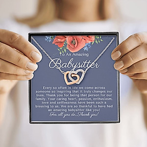 Babysitter Appreciation Gift Necklace, Nanny Thank you Gift, Farewell Party Leaving, Moving Away Gift for Babysitter - Box 1