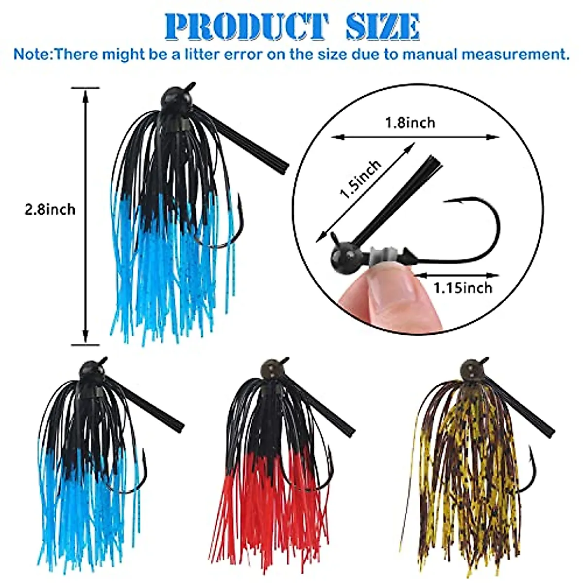 Swim Jig Football Jig for Bass Fishing,Weedless Swim Jig Heads for Bass Fishing Flipping Jig with Weed Guard Silicone Skirt Fishing Lures for Crappie Bass Trout
