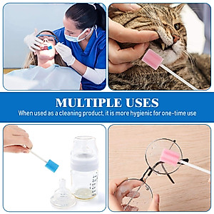 300 Pieces Oral Swabs Disposable Mouth Swabs Sponge Dental Swabsticks Unflavored for Mouth Cleaning Oral Care Health, Pink and Blue (not Individual Packing)