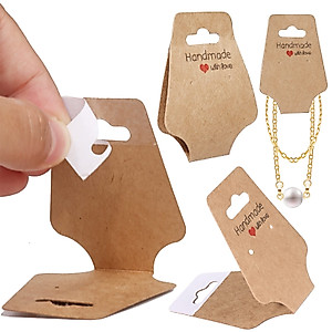 200PCS Bracelet Display Cards Sturdy Necklace Holder Cards Self Adhesive Jewelry Packaging Selling Card for Small Business of Keychain Earring Hair Band and Scrunchies Hanging