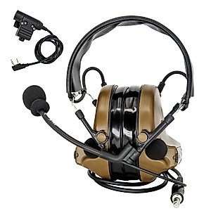 Hearangel Tactical Headset,Sound Pickup Noise Reduction & K 2 Pin PTT for Airsoft Activities (Coyote Brown)
