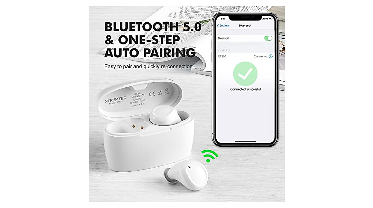 XTREMTEC True Wireless Earbuds: Deep Bass, IPX6, Noise Masking