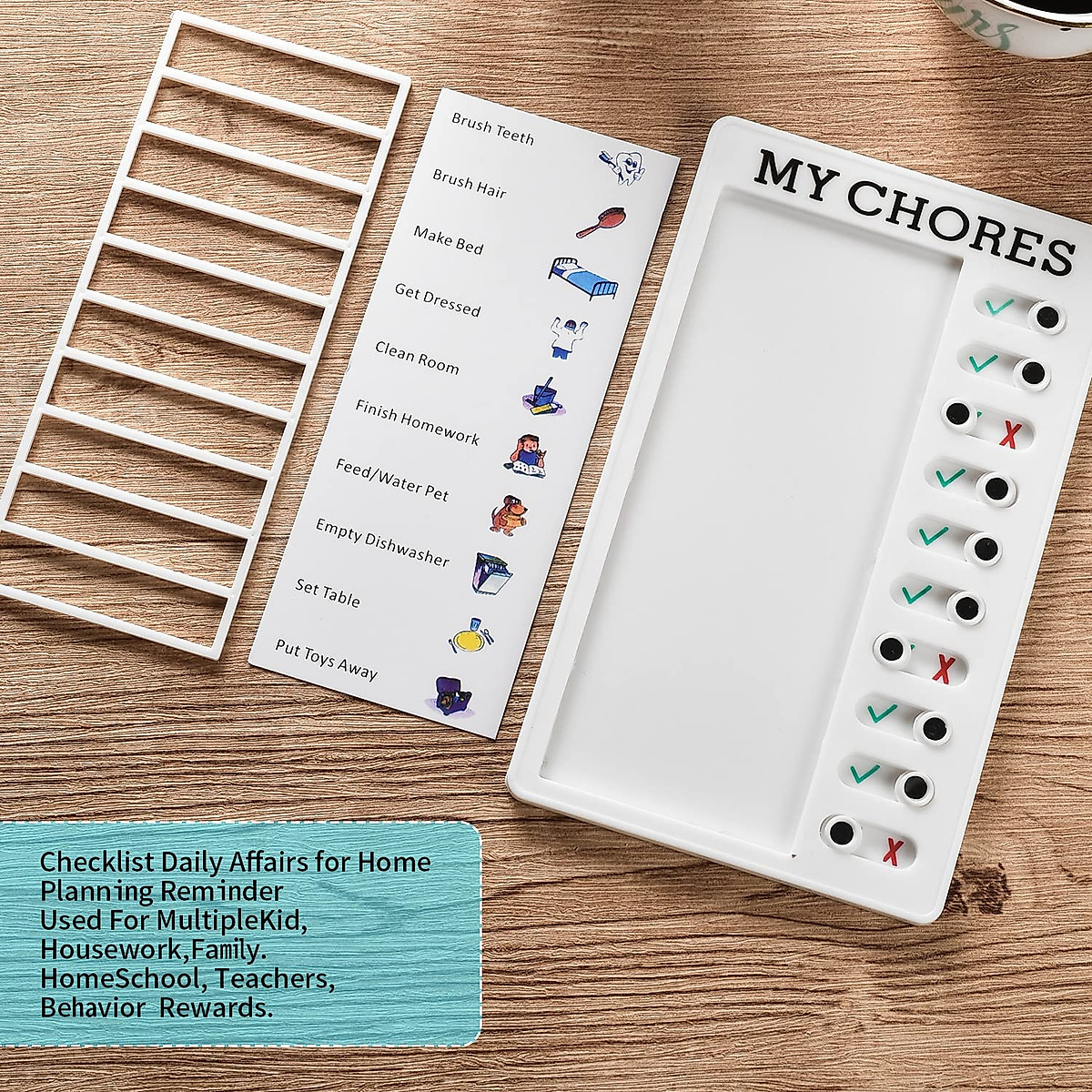 MEMORY FISH 2 Pieces Chore Chart for Multiple Kids,Daily Chore Schedule for 2 Kids，Memo Checklist Plan Board Detachable Plastic for Home Reusable Chore List (to Do List for Kids) 4.7x7.9 Inch