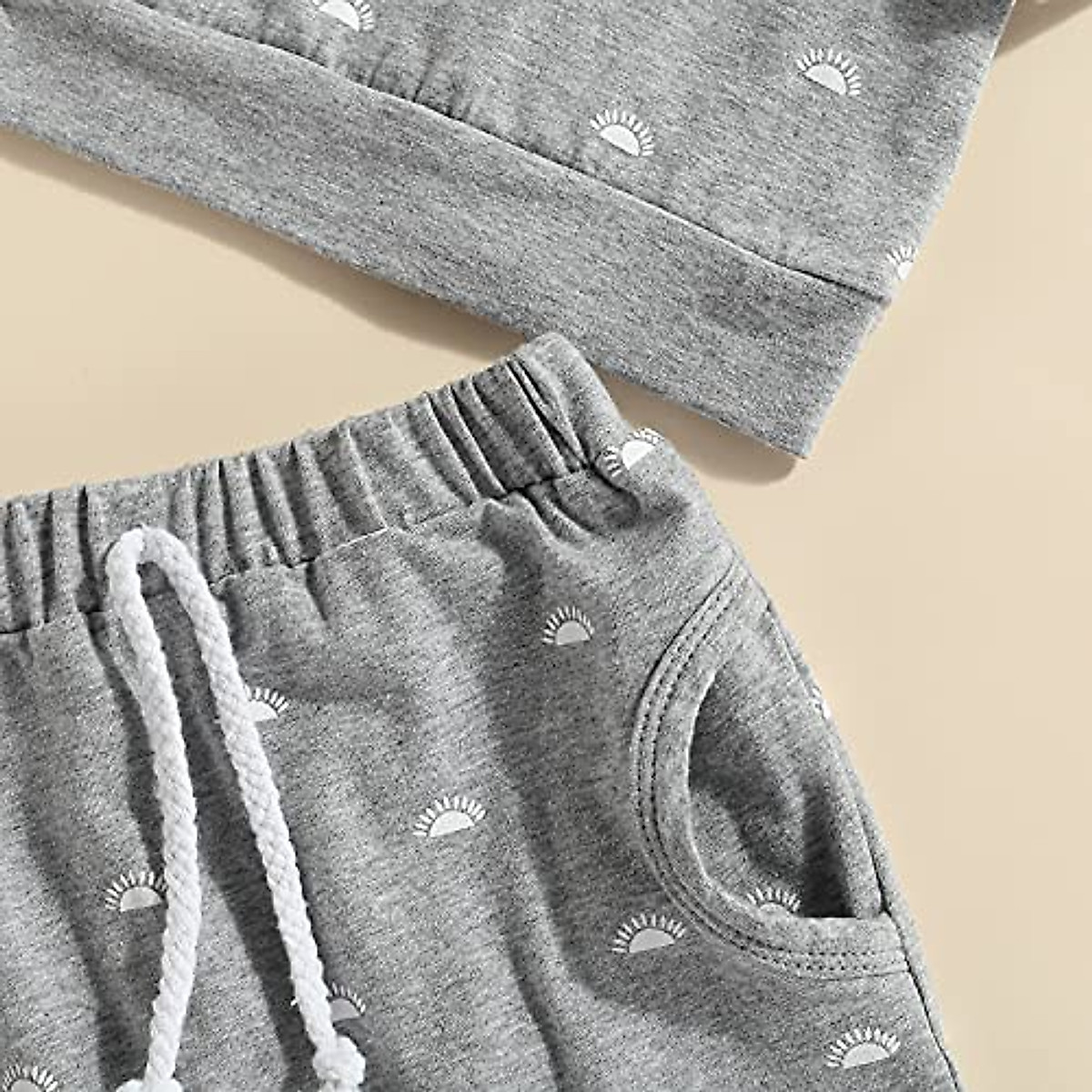 Newborn Baby Boys Clothes Infant Long Sleeve Sweatshirt Tops Pants Set Fall Winter Outfits (Grey Sunrise, 0-3 Months)