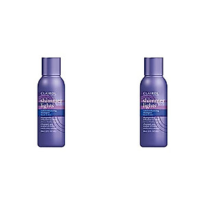 Clairol Professional Shimmer Lights Purple Shampoo, 2 fl. Oz | Neutralizes Brass & Yellow Tones | For Blonde, Silver, Gray & Highlighted Hair (Pack of 2)